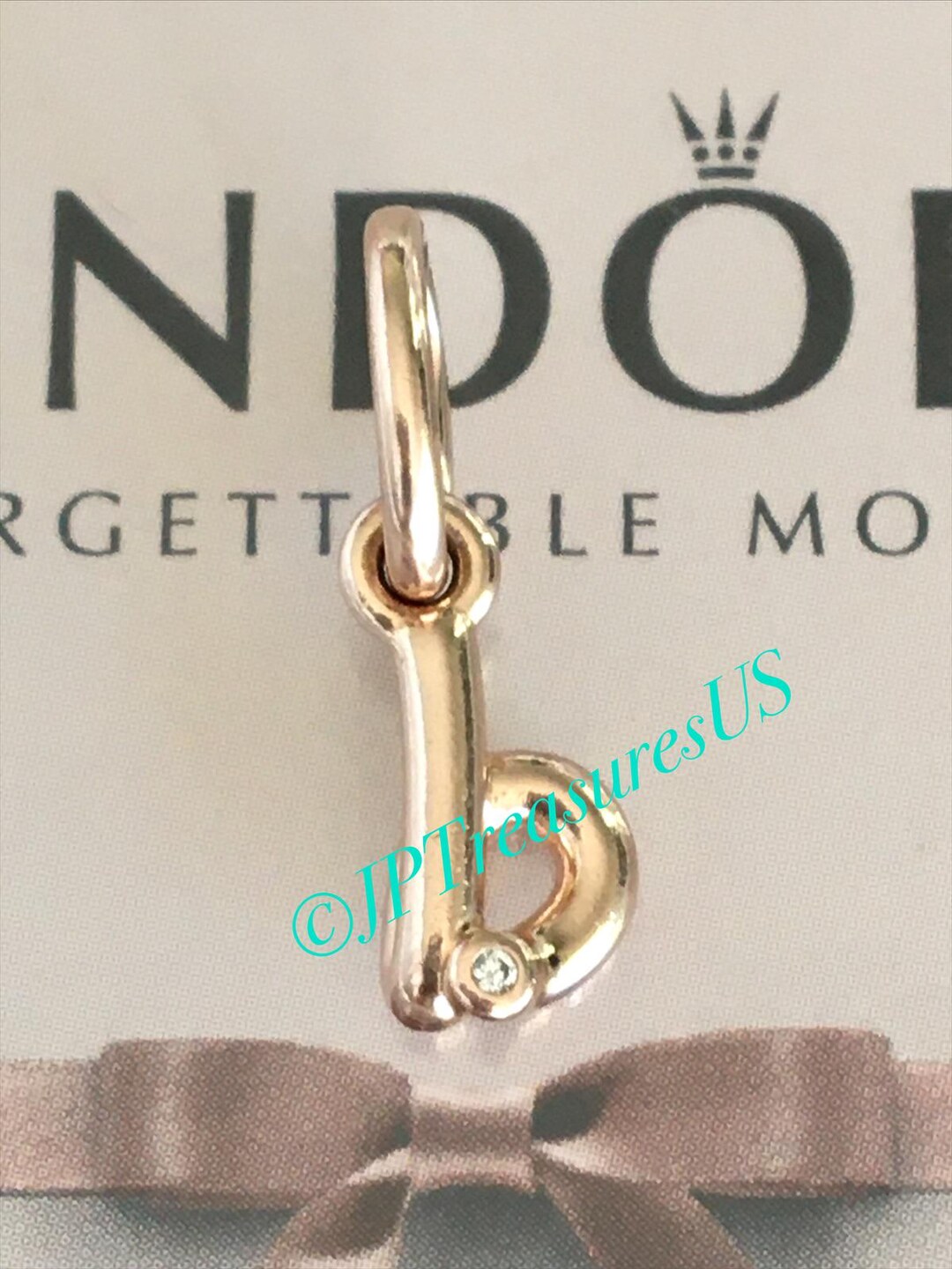 Authentic Pandora Letter B Script Dangle Charm Pandora Rose Gold Plated ...