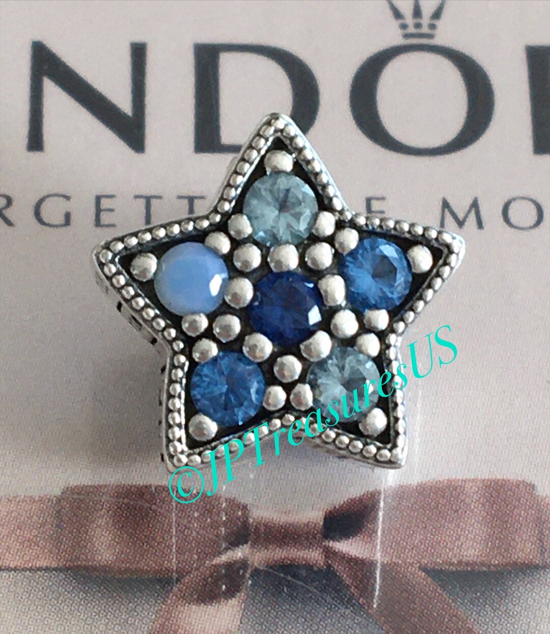Authentic Pandora Bright Blue Star Charm With CZ Charm Pandora Star ...