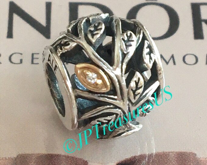 Authentic Pandora Tumbling Leaves Charm Retired Pandora Charm Two Tone ...