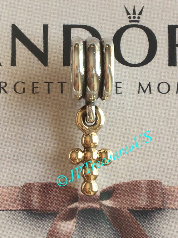 Authentic Pandora Cross Dangle Charm Two Tone Retired Pandora - Etsy