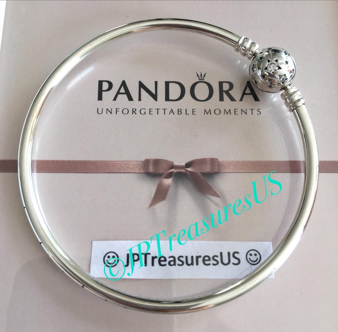 Authentic Pandora Bracelet Bangle Stars and Galaxy Ball Stars CZ Clasp ...