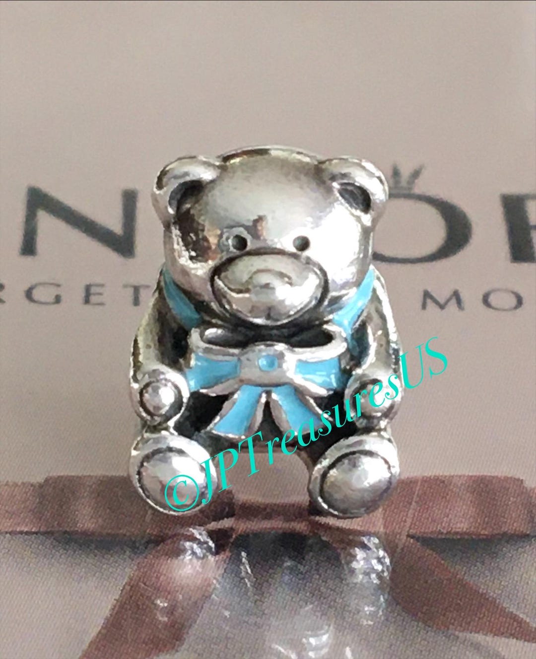 Authentic Pandora It’s a Boy Teddy Bear Blue Bow Charm Pandora Teddy ...