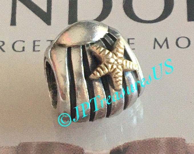 Authentic Pandora Sea Shell With Starfish Charm Two Tone Retired ...