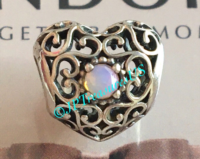 Authentic Pandora October Signature Heart Charm Pandora Birthstone ...