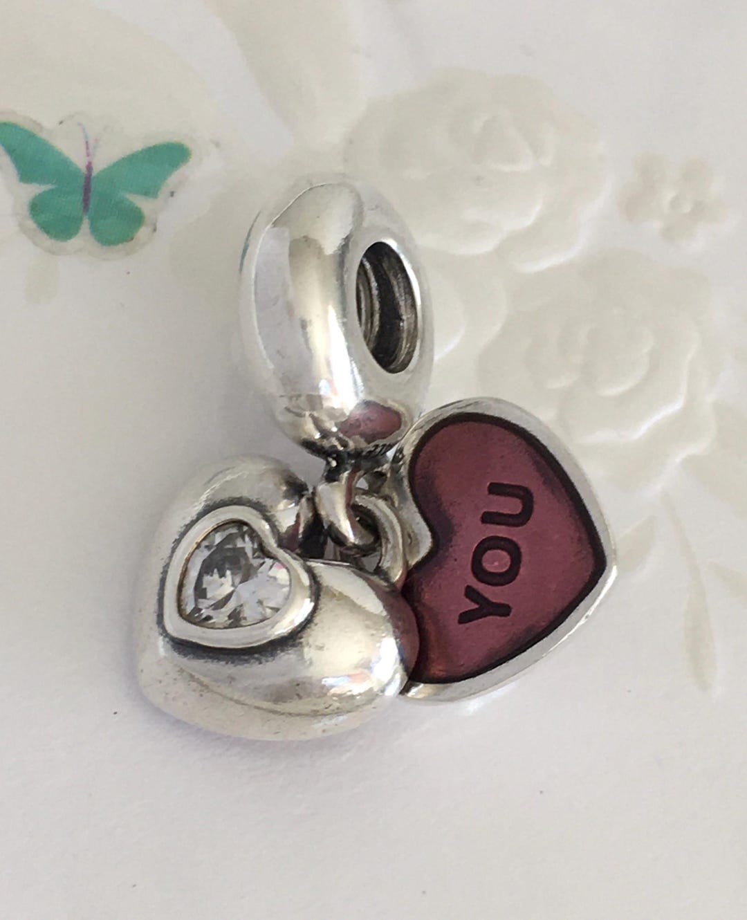 Pandora You and Me Hearts Dangle Charm Retired Pandora Valentines Charm ...