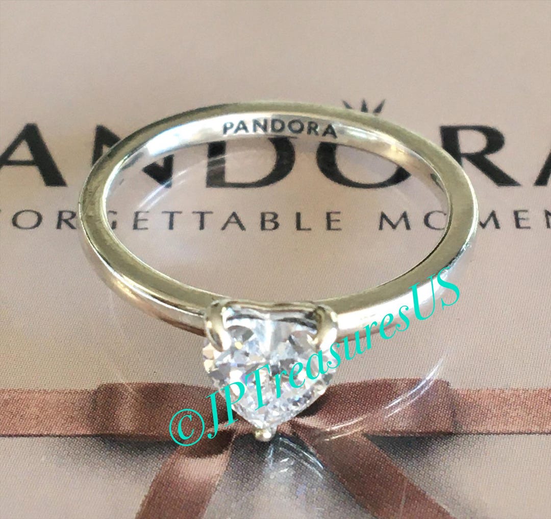 Authentic Pandora Clear Heart Solitaire Ring Size 54 size 7 in US ...