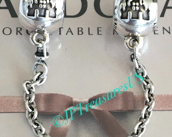 Authentic Pandora Disney Fantasyland Castle Safety Chain Charm With CZ ...