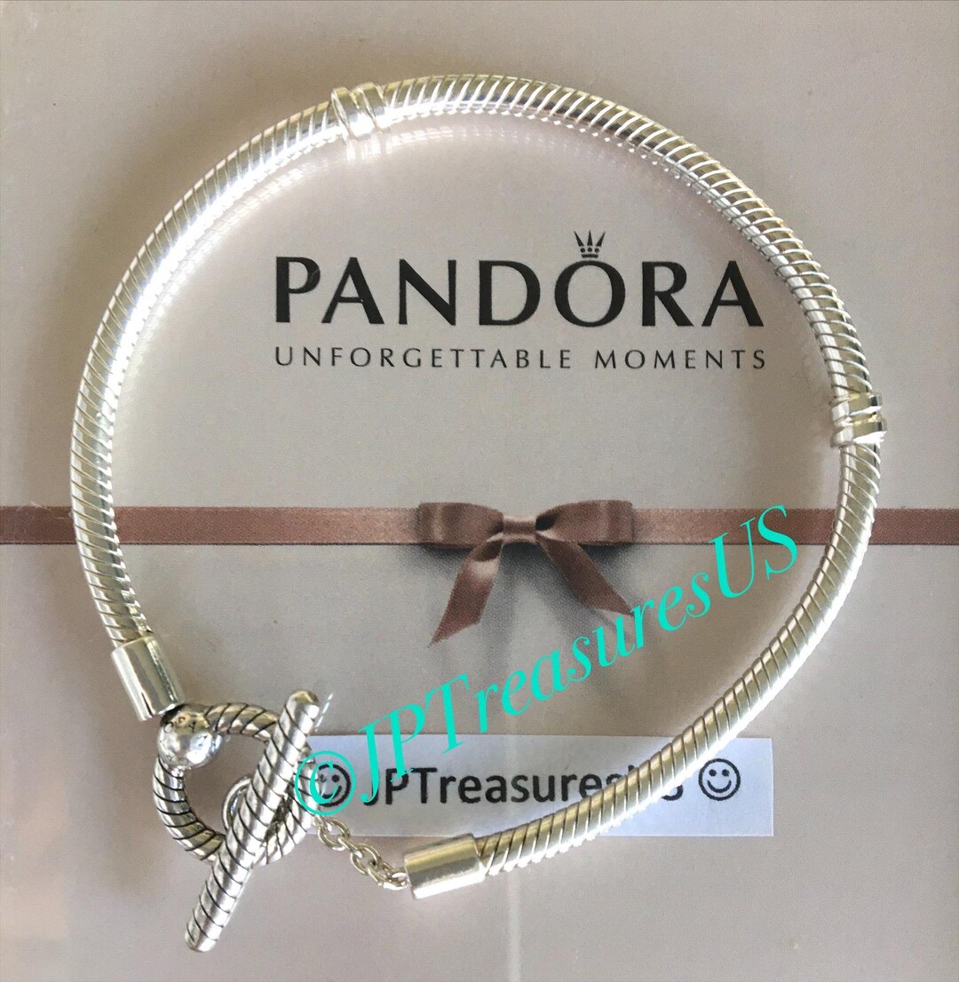 Authentic Pandora Bracelet T-bar Closure Snake Chain Bracelet Sterling ...