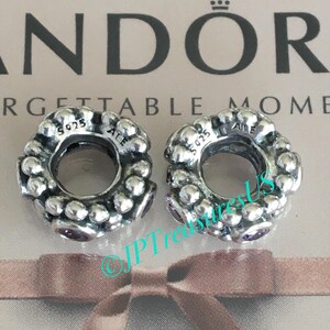 2 Authentic Pandora Her Majesty Spacers With Purple CZ Retired Pandora ...