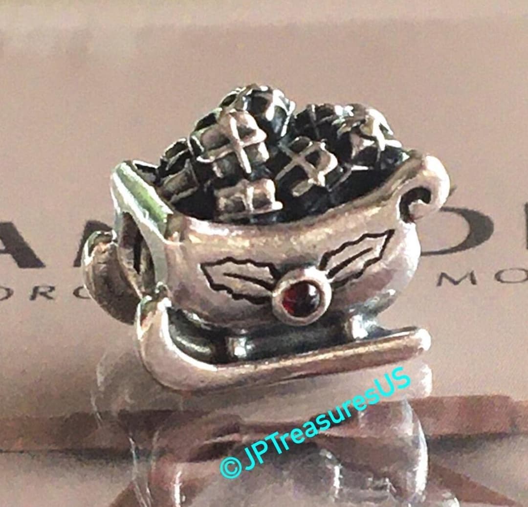 Authentic Pandora Santa’s Sleigh Charm With Rhodolite Garnet Pandora ...
