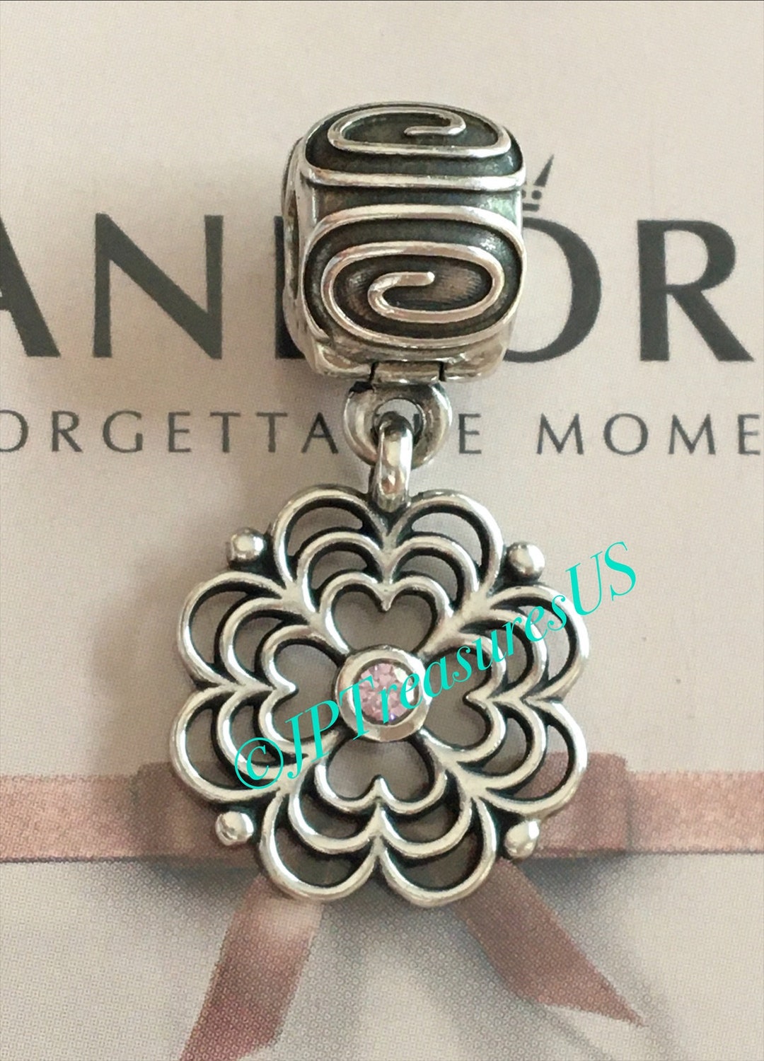 Authentic Pandora Dogwood Dangle Clip With Pink CZ Pandora Charm ...