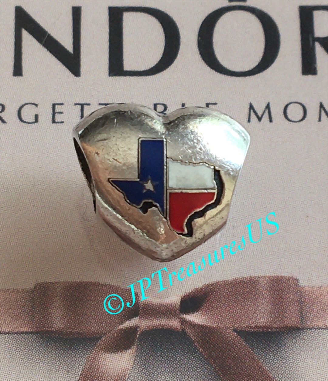 Pandora Texas Flag Smooth Puffy Heart Charm Exclusive Retired Pandora ...