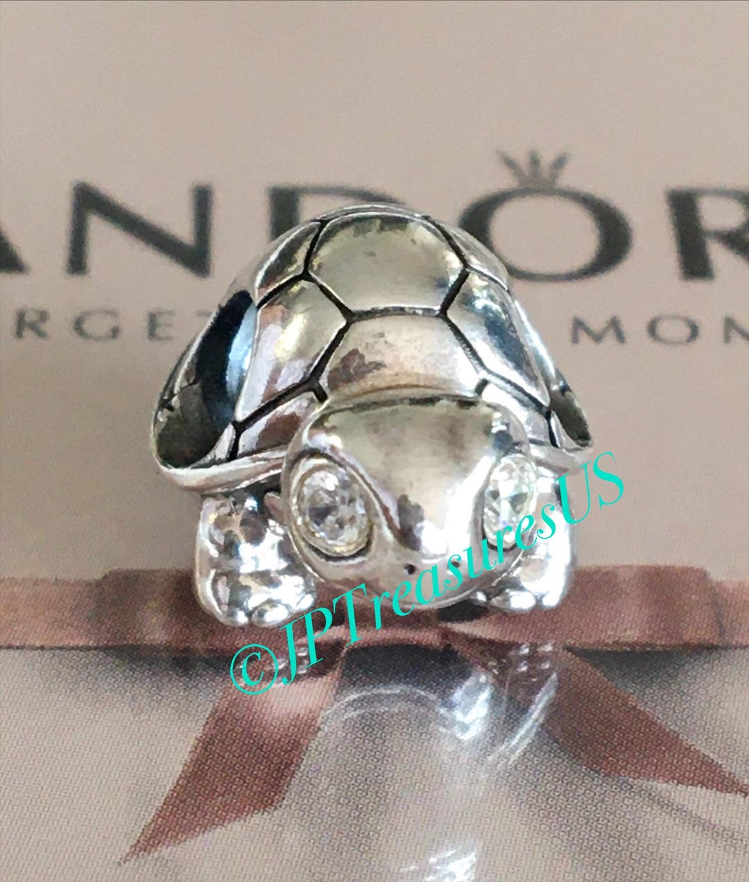 Authentic Pandora Twinkling Turtle With Clear CZ Pandora Turtle Retired ...