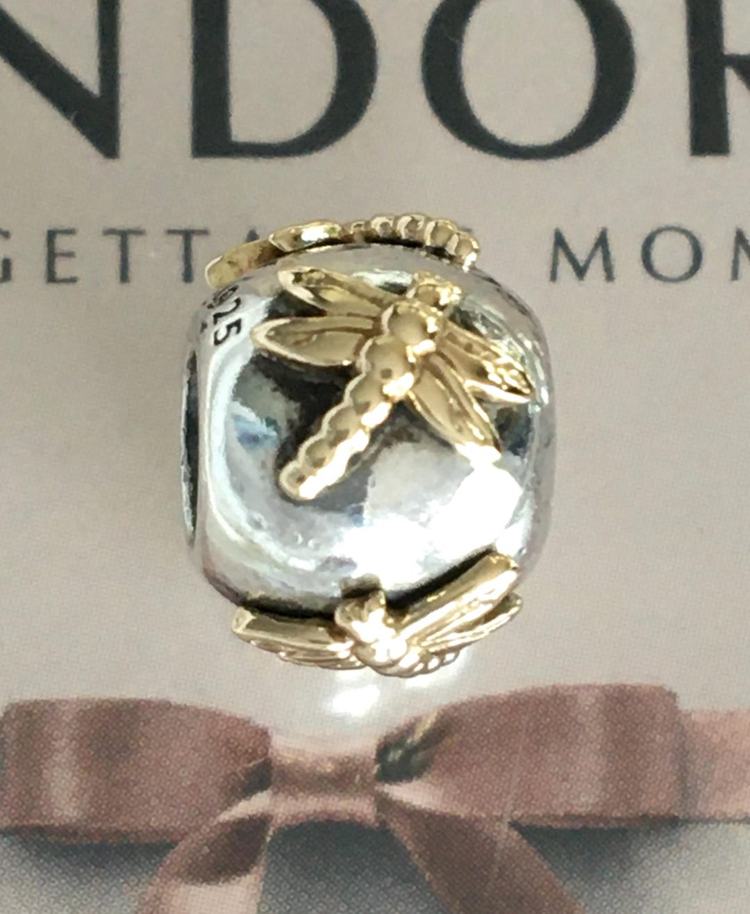 Authentic Pandora Golden Dragonflies Charm Two Tone Retired Pandora ...