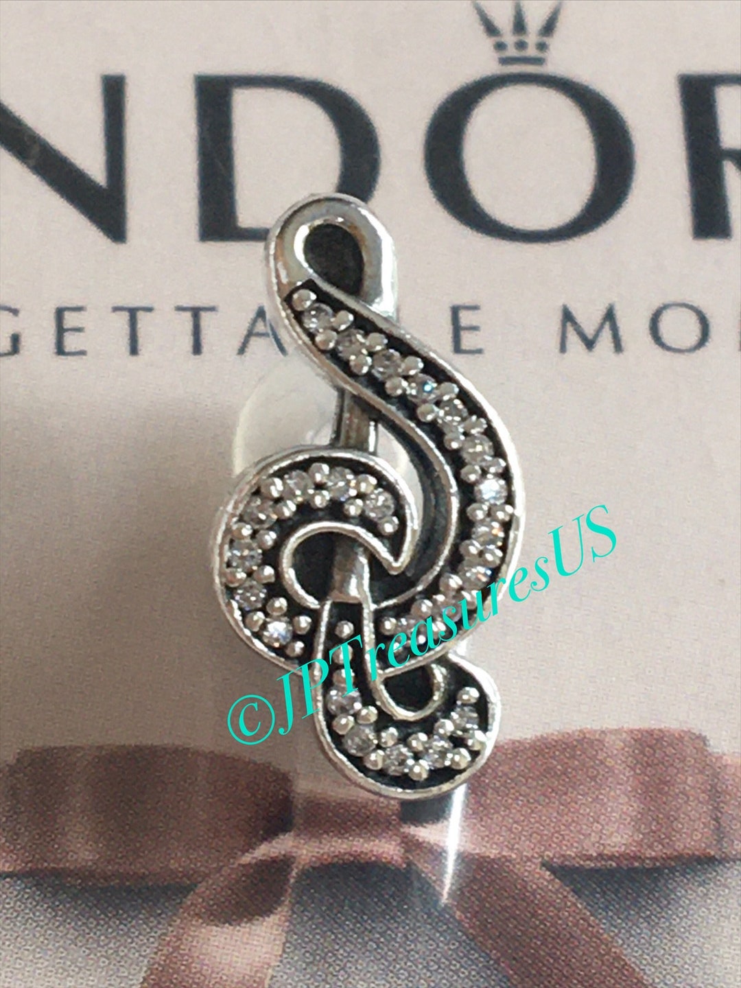 Authentic Pandora Sweet Music Clef Charm Clear CZ Charm Retired Pandora ...