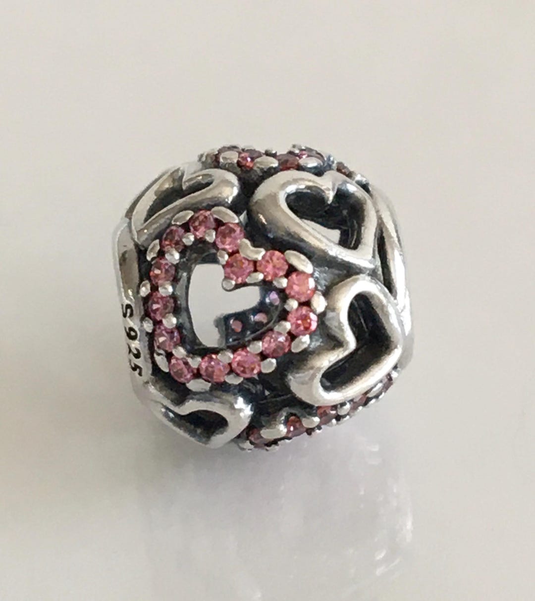 Pandora Falling in Love Openwork Pink CZ Retired Pandora Hearts Charm ...
