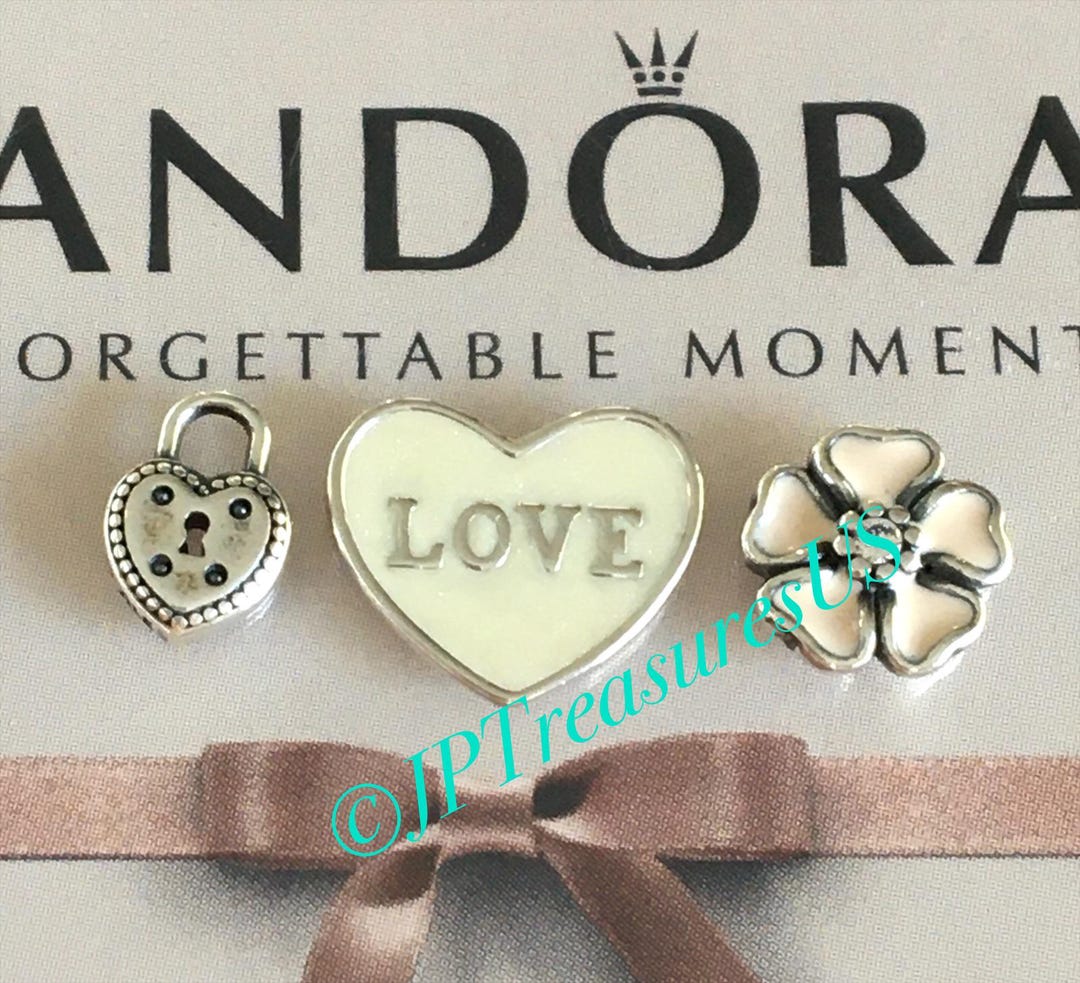 3 Authentic Pandora Petite Locket Charms Lot Pandora Locket, Love Heart ...