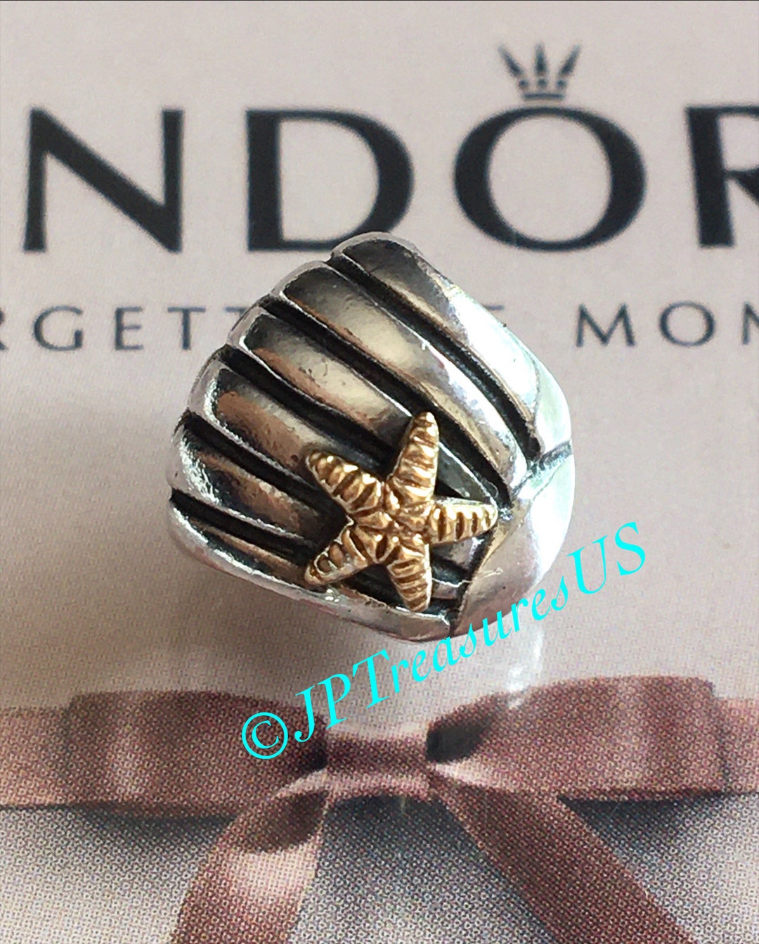 Authentic Pandora Sea Shell With Starfish Charm Two Tone Retired ...