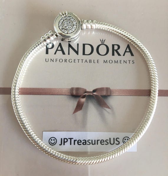 Authentic Pandora Sparkling Crown O Snake Chain Brace… - Gem