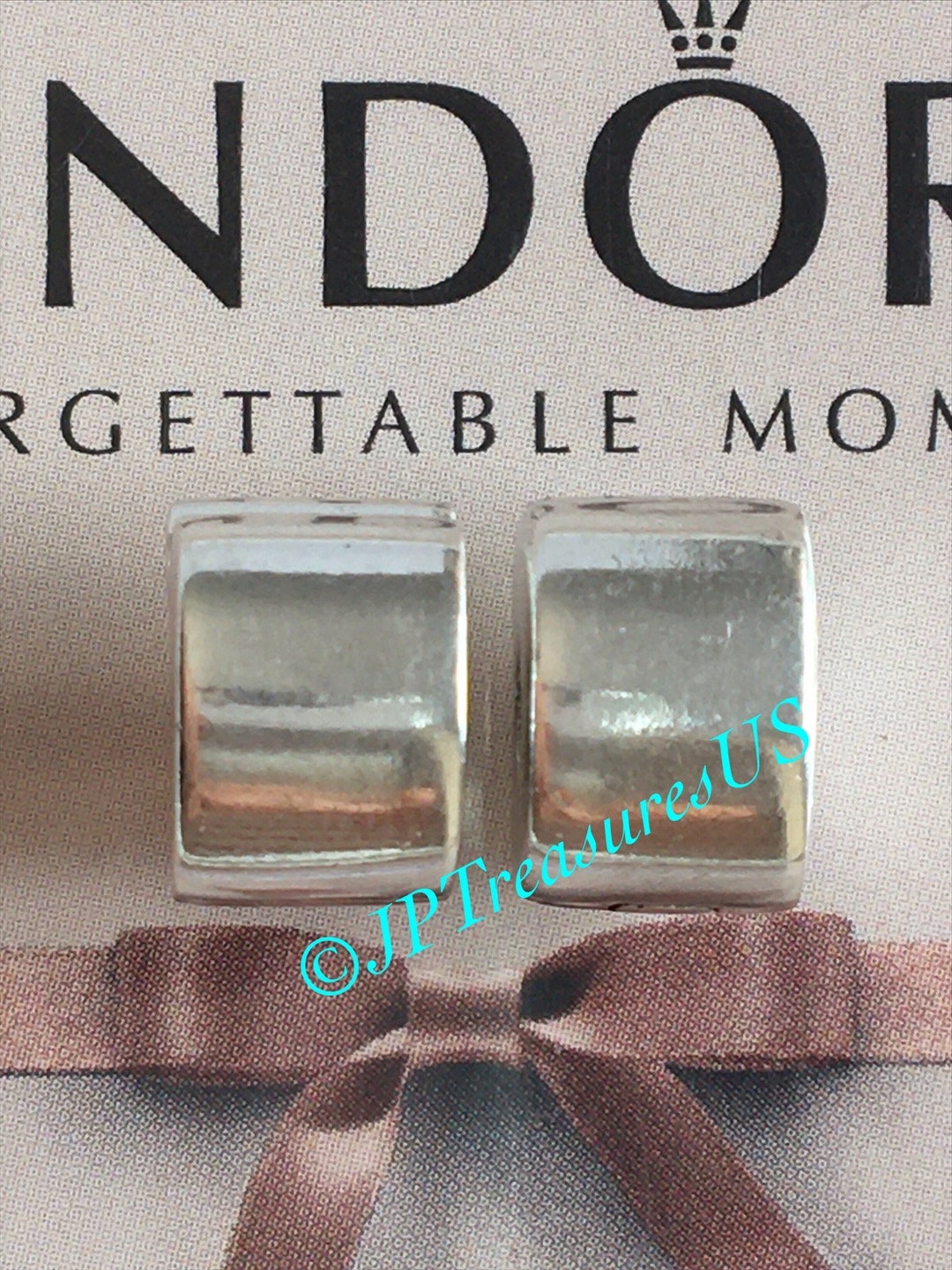 2 Authentic Pandora Smooth Clips Retired Pandora Clips Charms Pandora ...