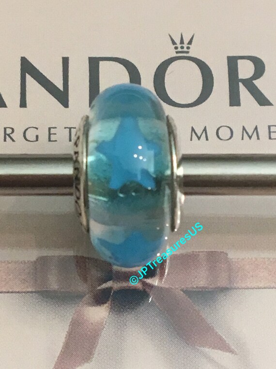 Authentic Pandora Blue Stars Murano Glass Charm Retired | Etsy