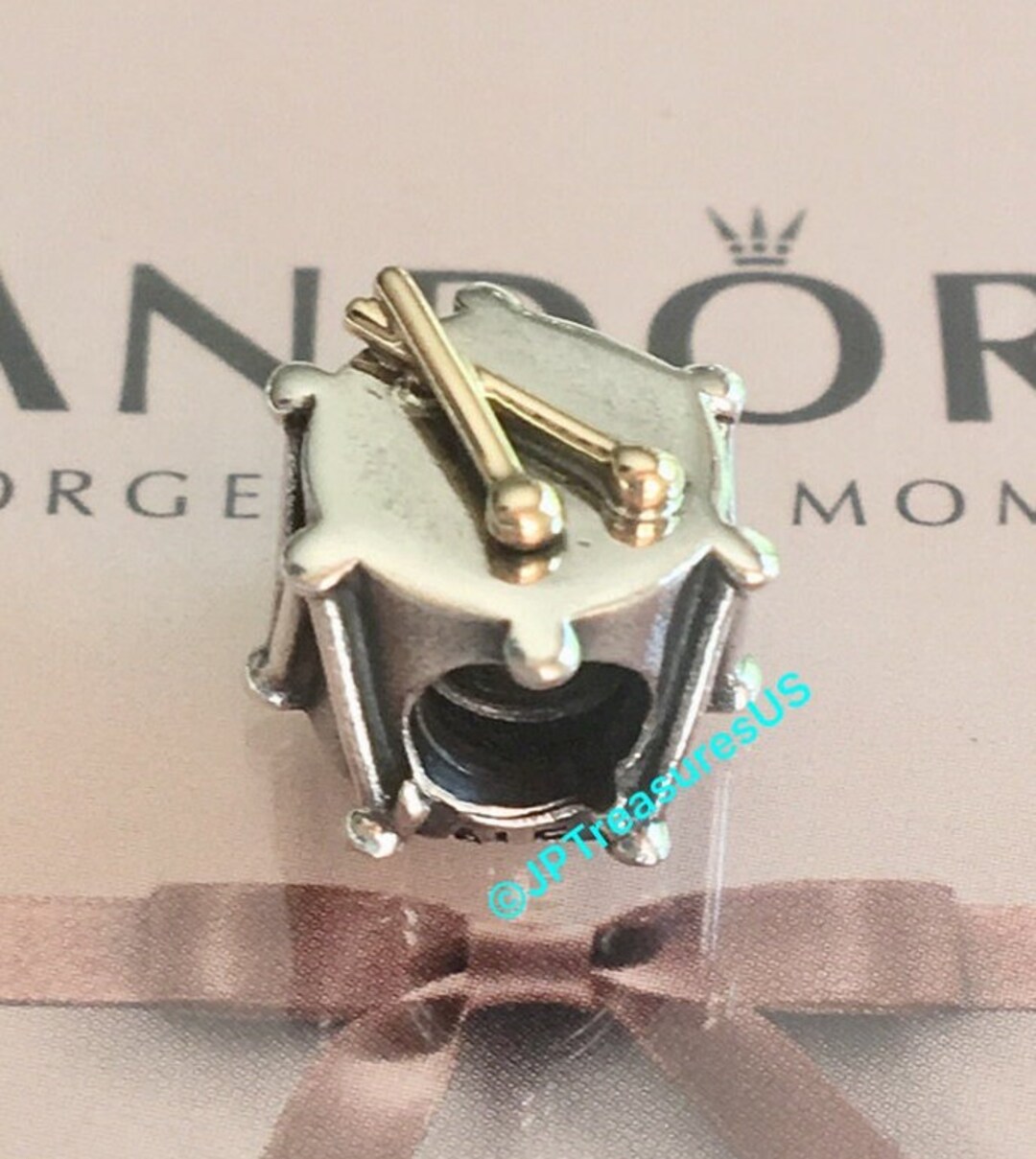 Authentic Pandora Drummer / Drum and Drumsticks Charm Two Tone Retired ...