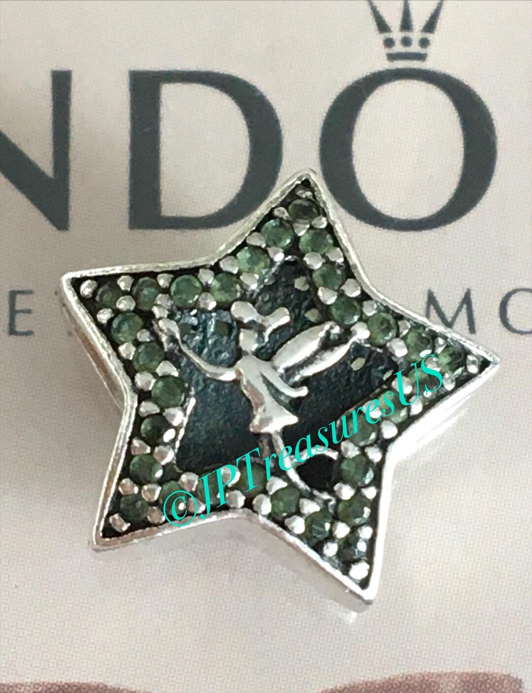 Authentic Pandora Disney Tinkerbell Star Charm With Green Cubic ...