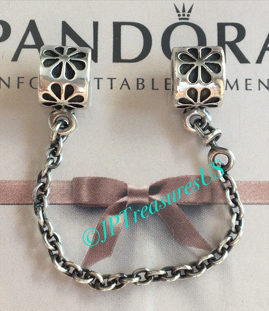 Authentic Pandora Safety Chain Daisy Flowers Charm Retired Pandora ...