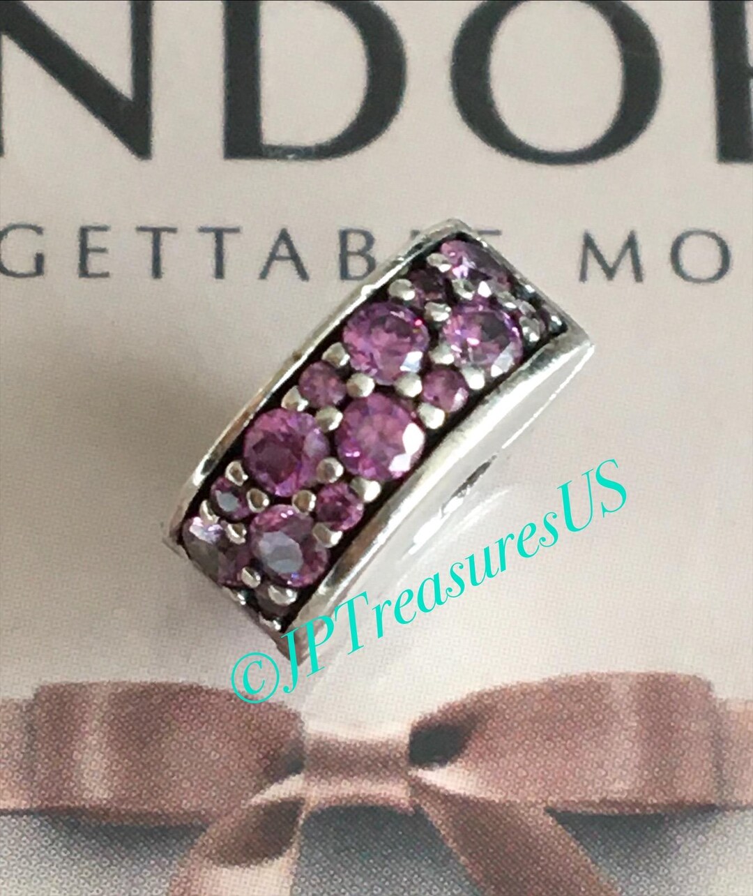 Authentic Pandora Shining Elegance Clip Spacer Charm With Purple CZ ...