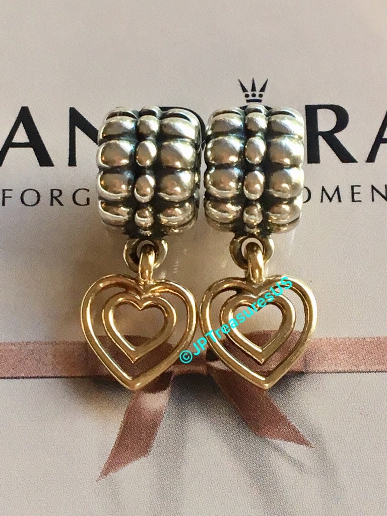 2 Authentic Pandora Heart of Hearts Dangle Clips Pandora Two | Etsy