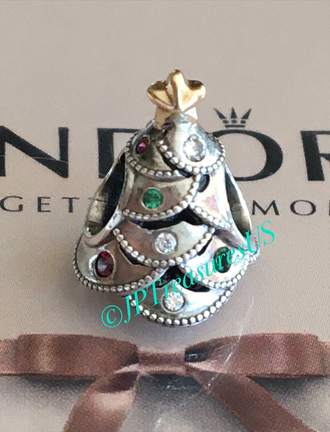 Authentic Pandora Festive Christmas Tree Multicolor Charm With 14k Gold ...
