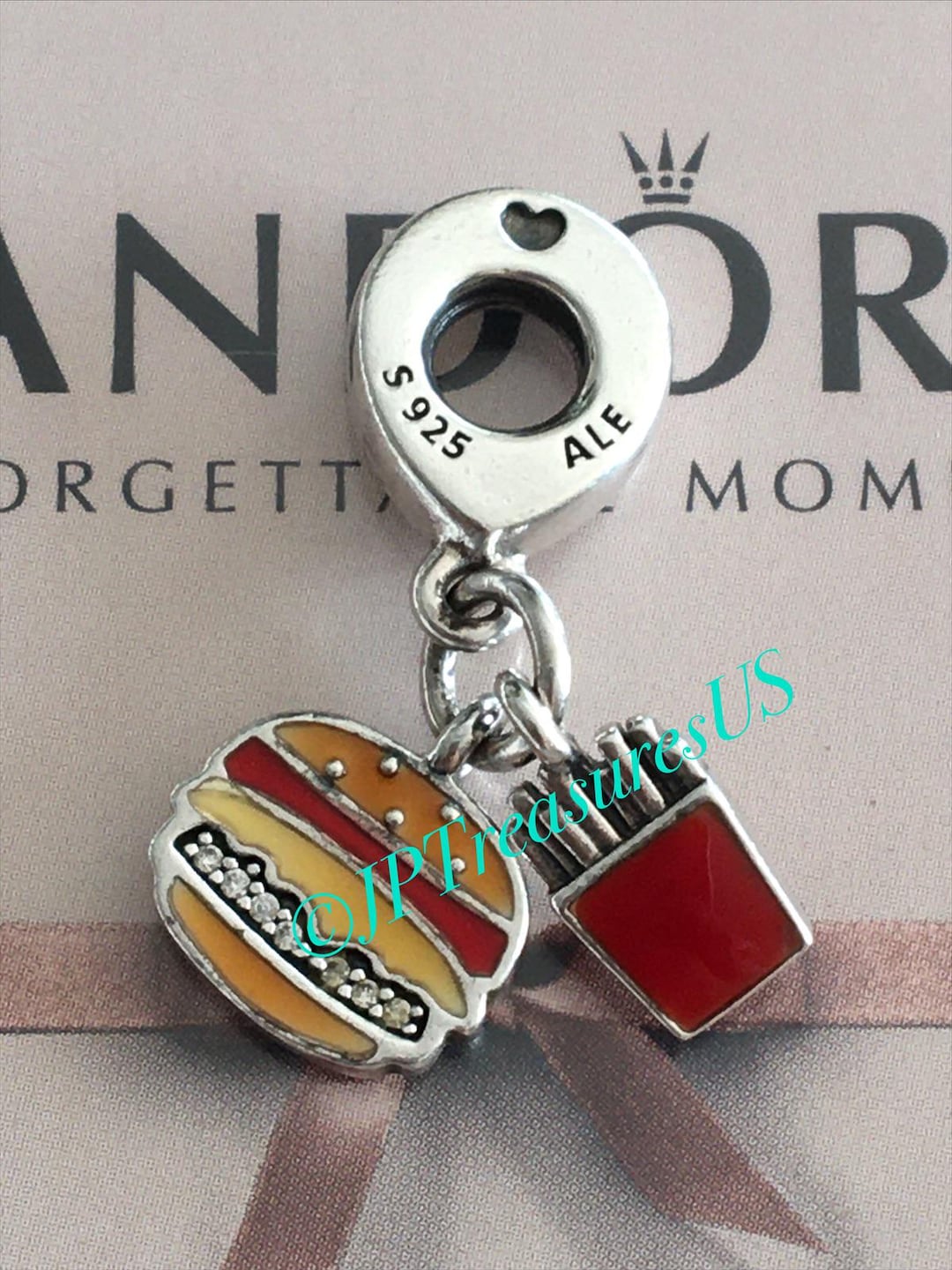 Authentic Pandora Burger and Fries Dangle Charm Pandora Charm Enamel ...