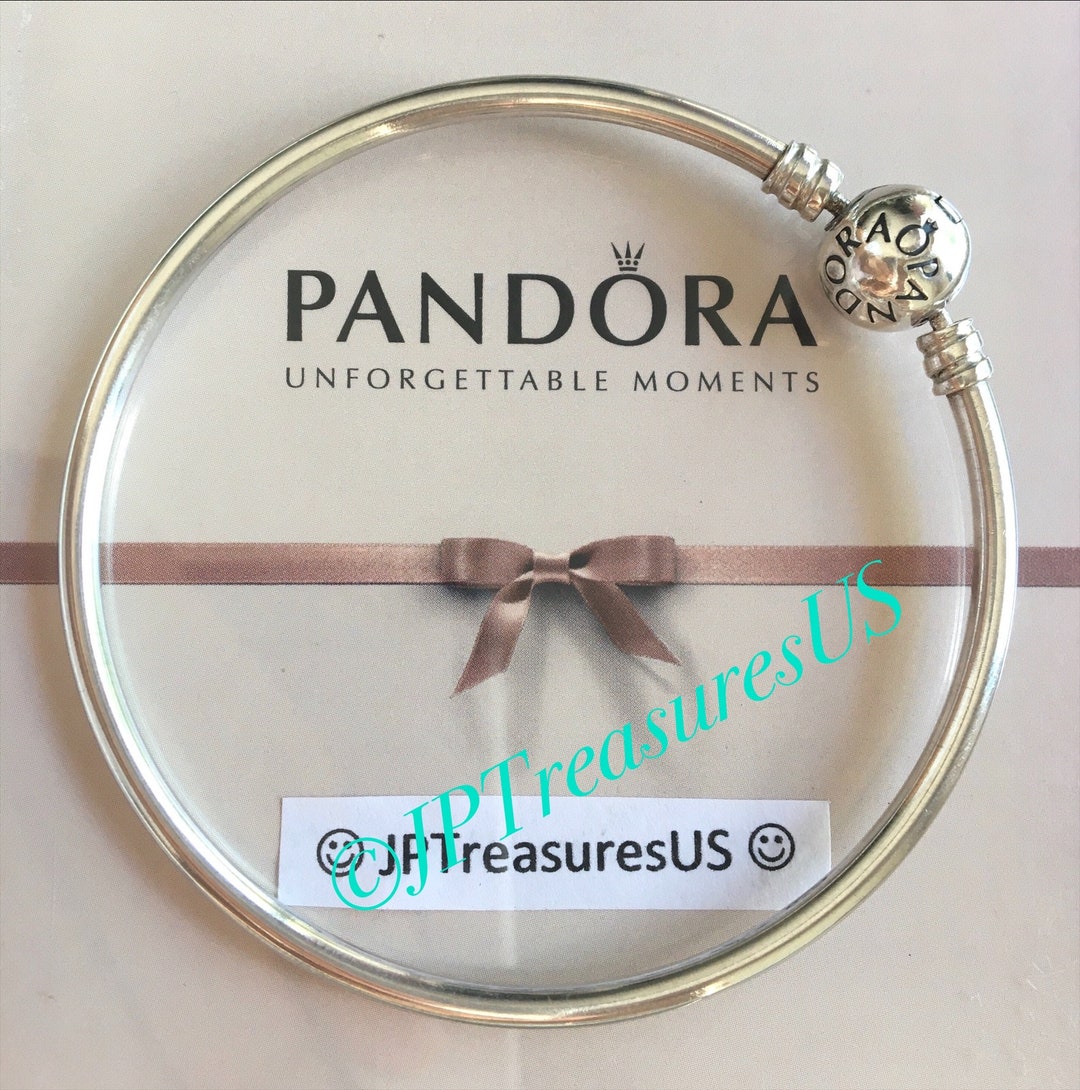 Authentic Pandora Bangle Bracelet Sterling Silver Ball Clasp 7.5 19cm ...