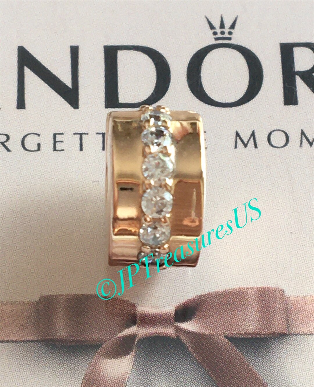 Authentic Pandora Shining Path Clip Rose Gold Plated With Clear CZ ...