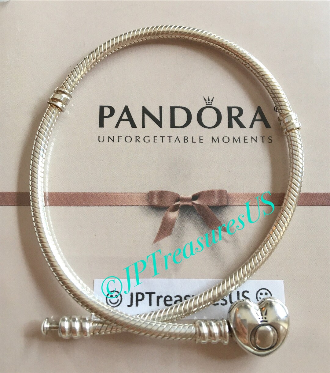 Authentic Pandora Bracelet Heart Shape Clasp Sterling Silver 9.1 23cm ...