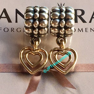2 Authentic Pandora Heart of Hearts Dangle Clips Pandora Two Tone Clips ...