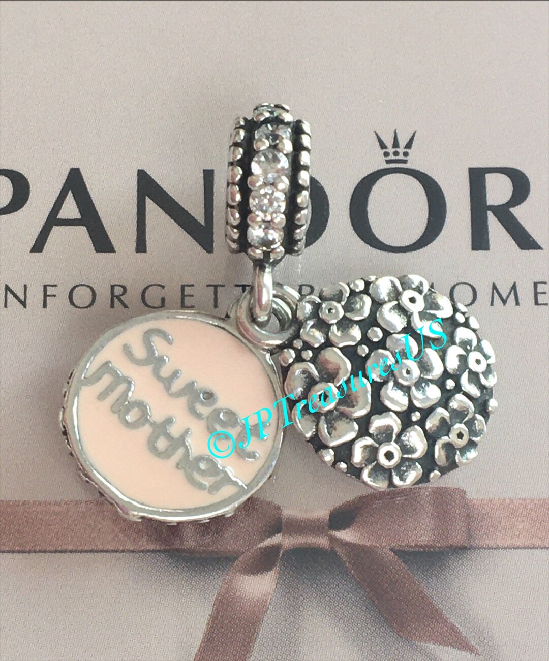 Authentic Pandora Sweet Mother Charm Soft Pink Enamel and Clear CZ ...