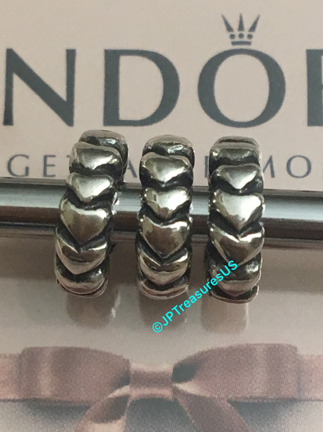 3 Authentic Pandora Hearts Row Spacers Retired Pandora Charms Spacers ...