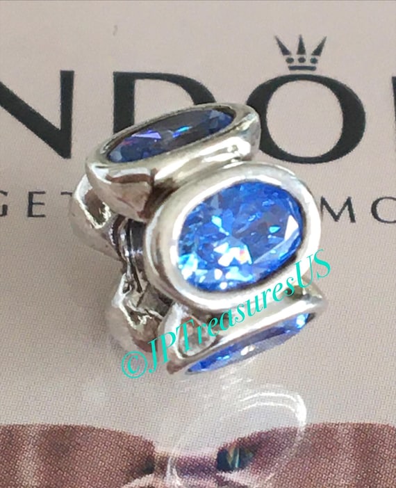 Authentic Pandora Oval Lights Blue Cubic Zirconia Charm Retired Pandora Charm Free Shipping Etsy