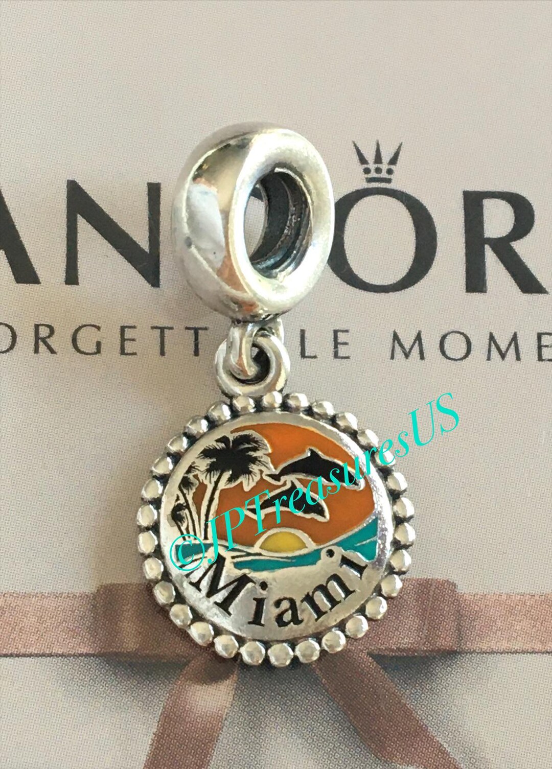 Pandora Miami Beach Dangle Charm Enamel Pandora Florida Travel Charm ...
