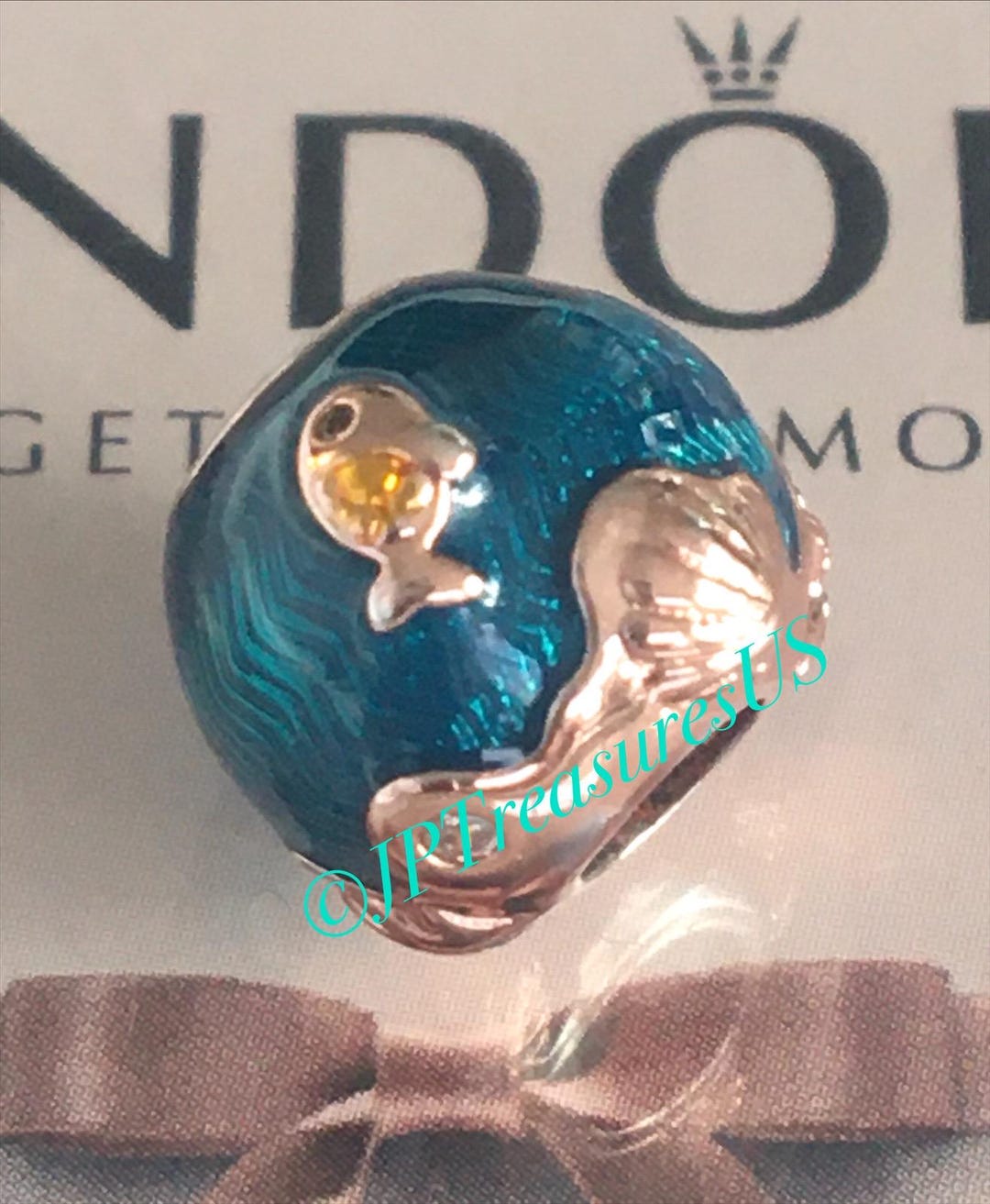 Authentic Pandora Shimmering Ocean Waves and Fish Rose Gold Plated With ...