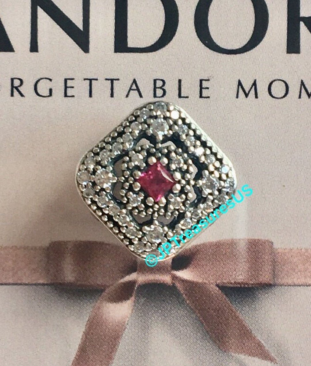 Authentic Pandora Fairytale Treasure With Clear CZ and Cerise Crystal ...