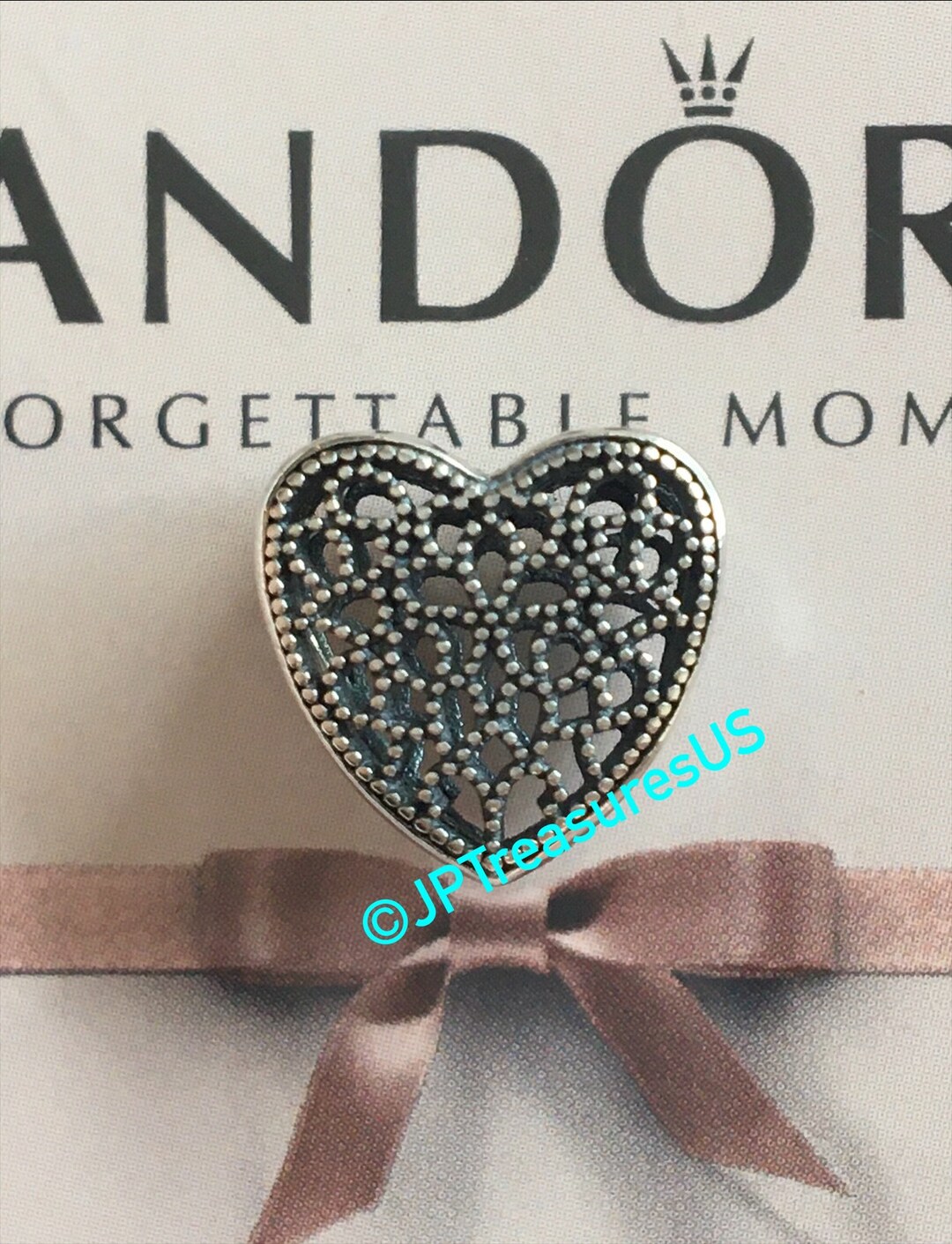 Authentic Pandora Lace Heart Charm Retired Pandora Heart Charm Pandora ...