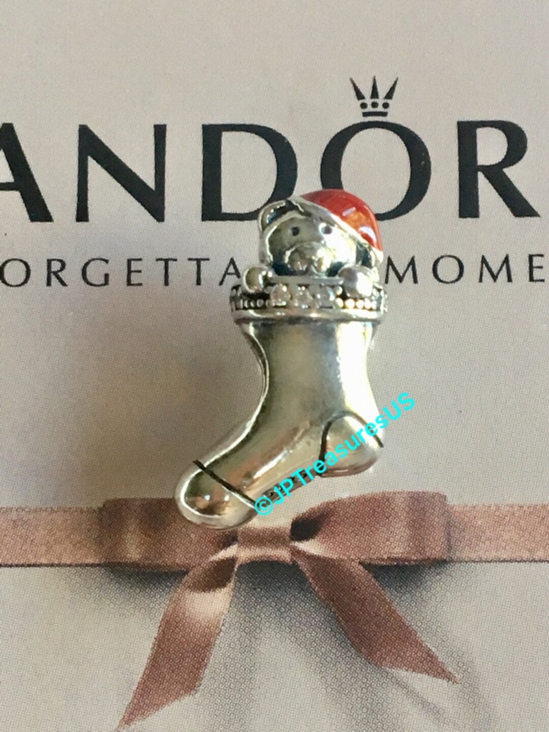 Authentic Pandora Christmas Stocking Charm With Enamel and Clear CZ ...