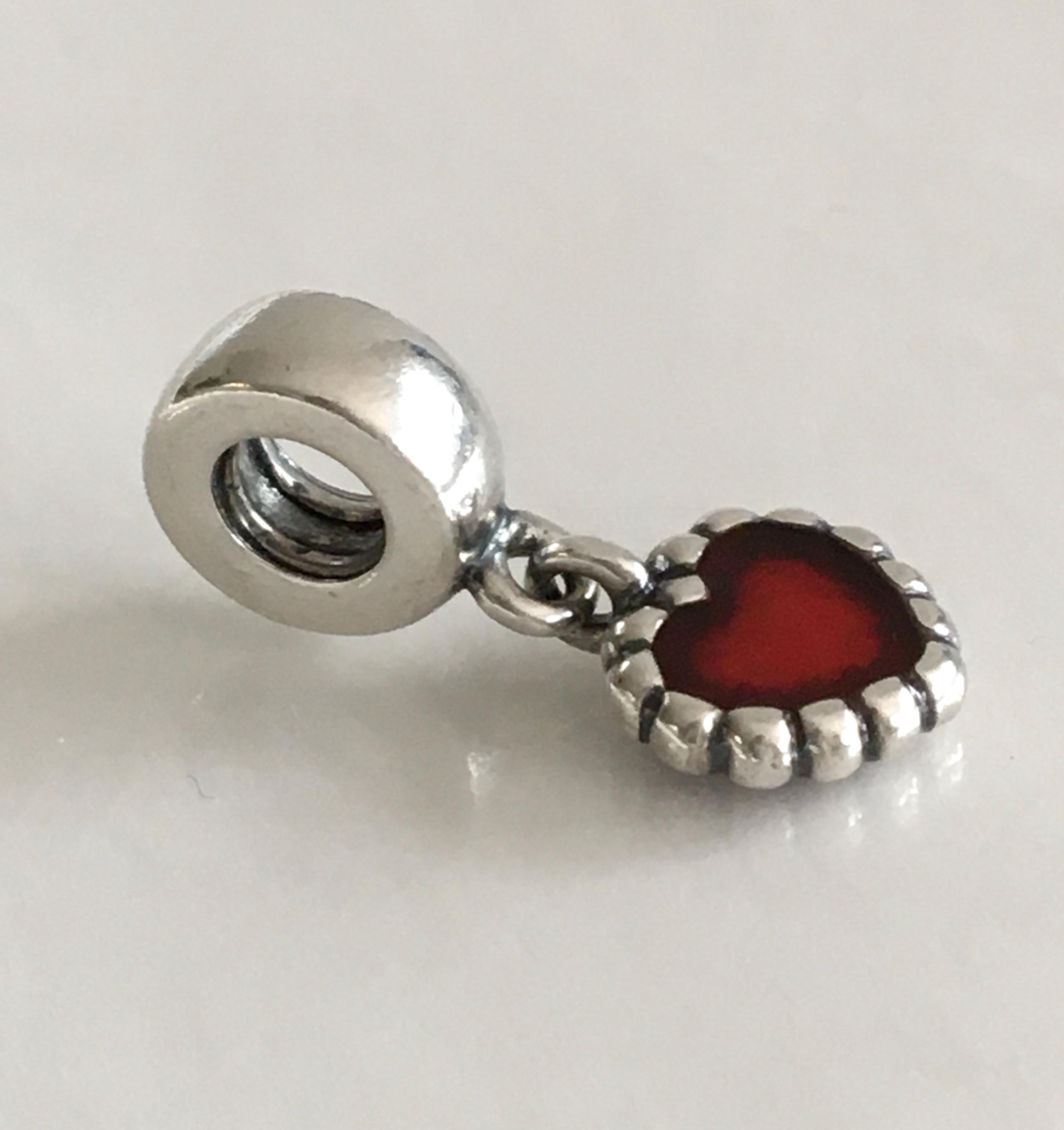 Pandora Logo Heart Dangle With Red Enamel Charm Retired Pandora Heart ...
