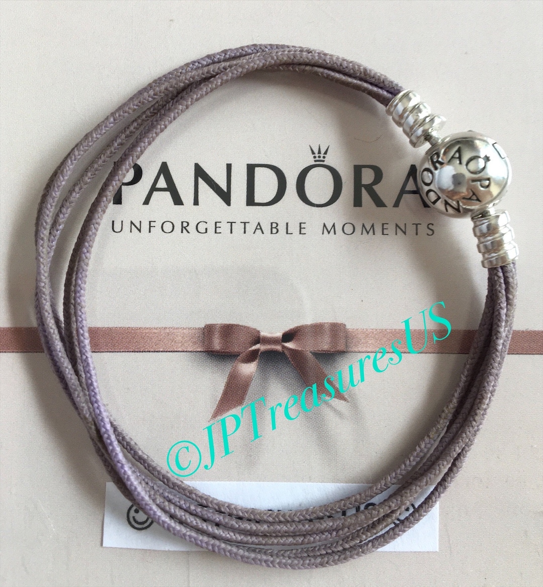 Authentic Pandora Bracelet Multi Strand Taupe Fabric Cord Sterling ...