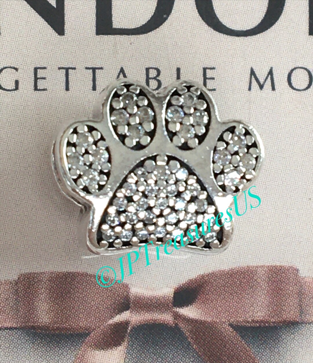 Authentic Pandora Paw Print Dog Cat Silver Charm Clear Cubic - Etsy