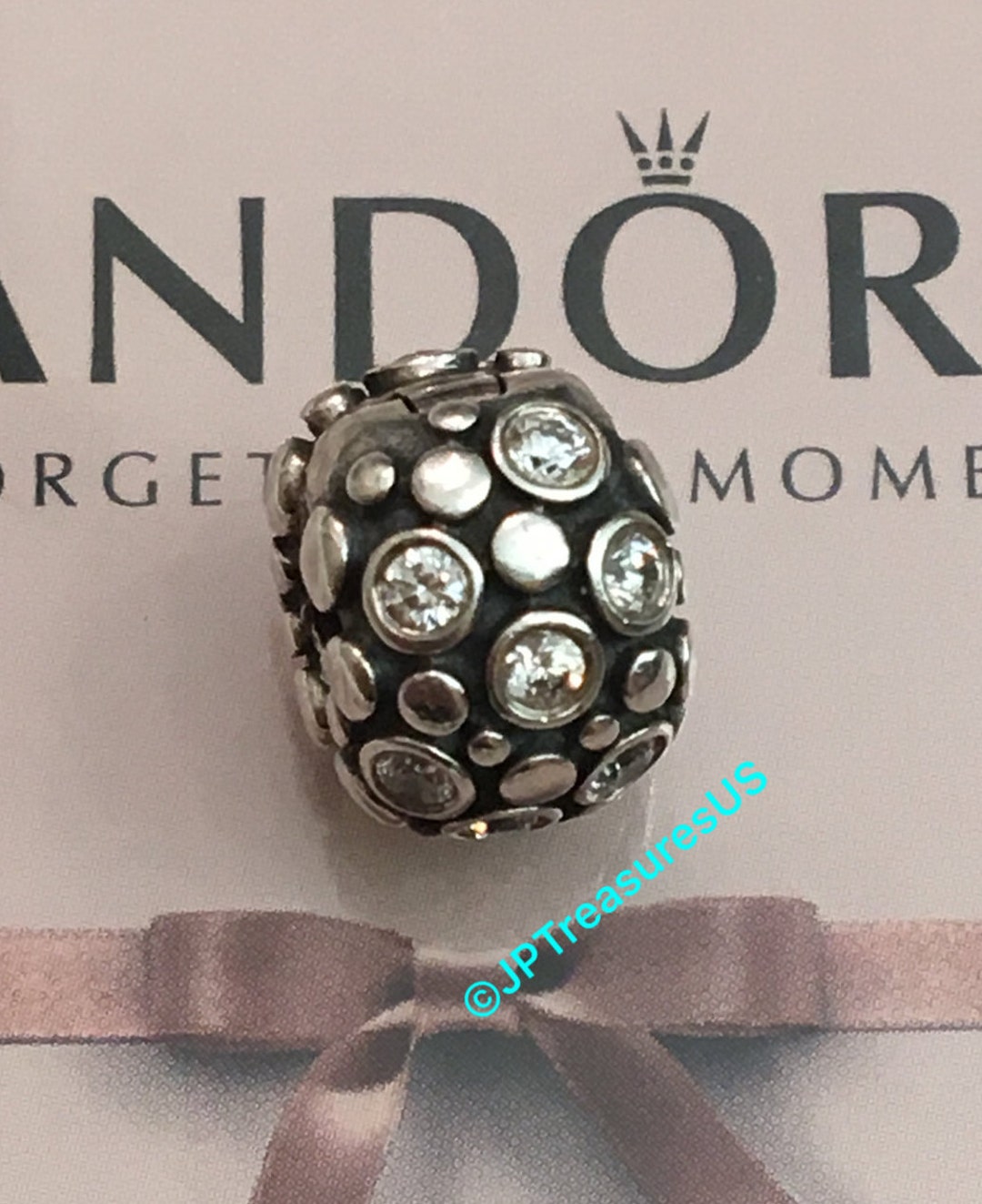 Authentic Pandora Encore Clip With Clear Cubic Zirconia Charm Retired ...