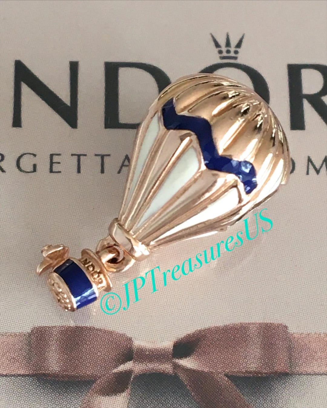 Authentic Pandora Blue Hot Air Balloon Travel Charm Rose Gold Plated ...