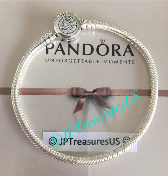 Authentic Pandora Sparkling Crown O Snake Chain Brace… - Gem